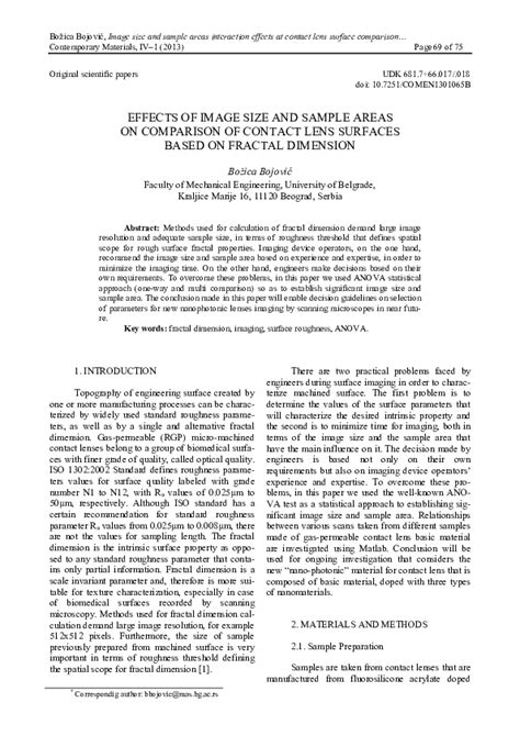 Pdf Effects Of Image Size And Sample Areas On Comparison Of Contact Lens Surfaces Based On
