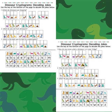 Dinosaur Cryptogram And Decoding Worksheets Classful