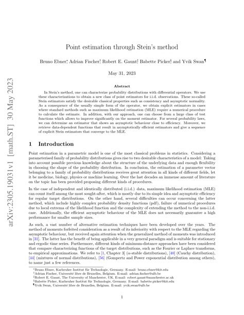 Pdf Point Estimation Through Steins Method
