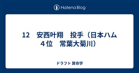 12 安西叶翔 投手（日本ハム4位 常葉大菊川） ドラフト 算命学