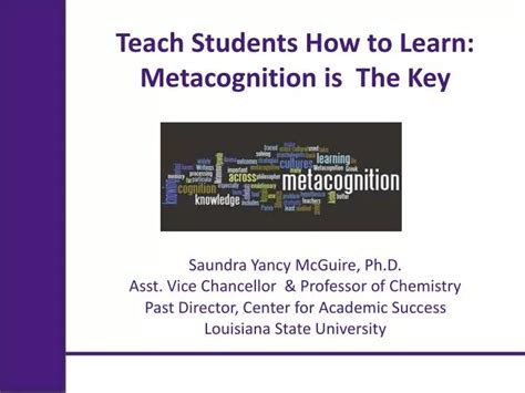 Ppt Teach Students How To Learn Metacognition Is The Key Powerpoint