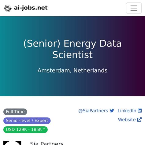Hiring Senior Energy Data Scientist In Amsterdam Netherlands R