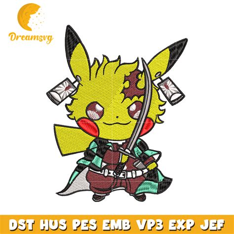 Pikachu Tanjiro Demon Embroidery Design Dreamsvg Store