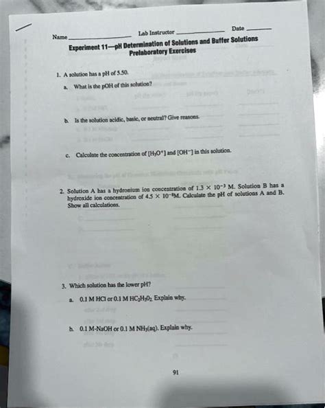 solved lab instructor date name experiment 11 ph determination of