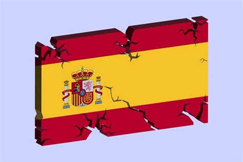 금이 간 텍스처 문제 개념이 있는 3d 금이 간 벽 벡터 골절 패턴의 스페인 국기 프리미엄 벡터