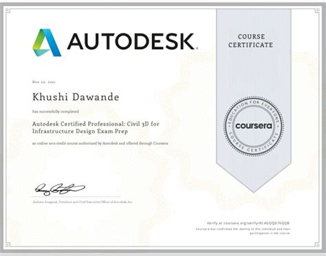Khushi Dawande On Linkedin Coursera Autodesk Infrastructure 10