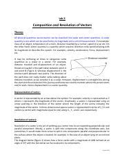 Lab 3 Vectors Pdf Summer 2021 Lab Lab 3 Composition And Resolution Of Vectors Theory All