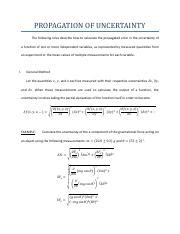 A PROPAGATION OF UNCERTAINTY Pdf PROPAGATION OF UNCERTAINTY The Following Rules Describe