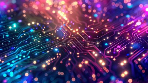 Abstract Background Glowing Electronic Circuits Voltage And Current Flow Through The Wires