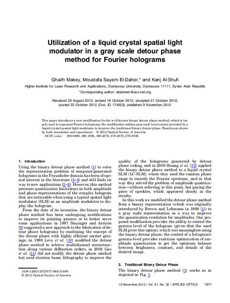 Pdf Utilization Of A Liquid Crystal Spatial Light Modulator In A Gray Scale Detour Phase
