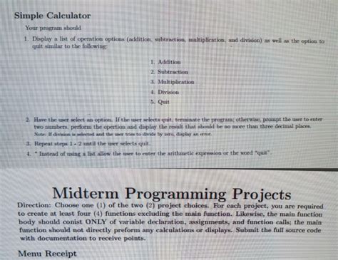 Solved Simple Calculator Your Program Should Display A Chegg
