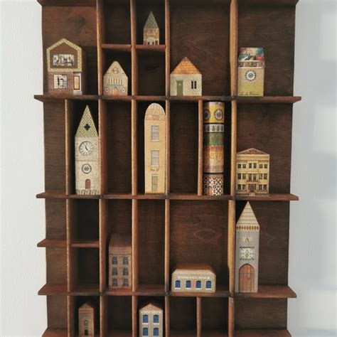 Lovely Old Antique Wooden Letterpress Printers Tray And Display Case