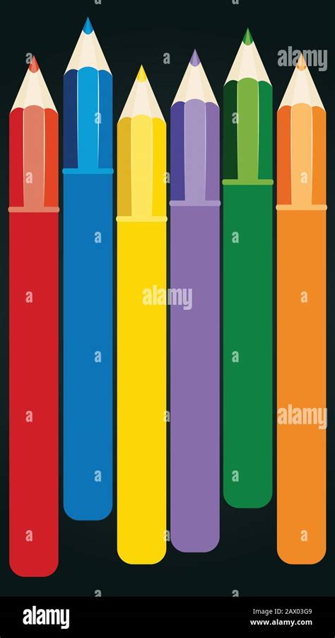 Set Of School Supplies Crayons Colored Pencils Illustration Stock