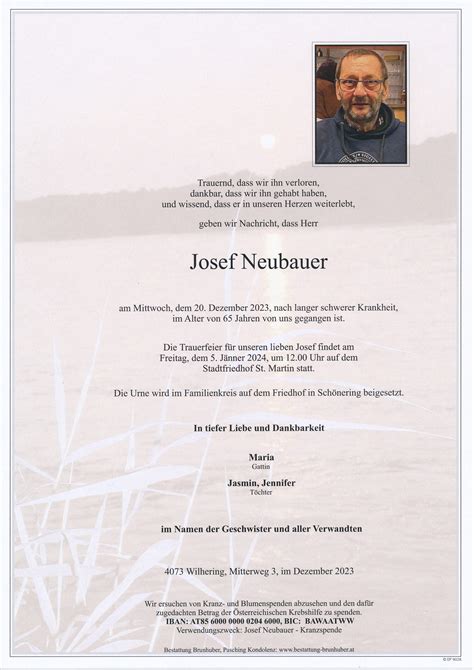 Josef Neubauer • Bestattung Brunhuber
