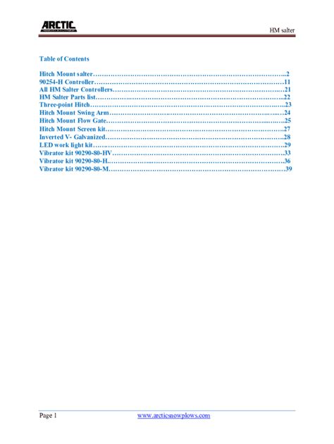 Fillable Online Hm Salter Table Of Contents Hitch Mount Fax Email