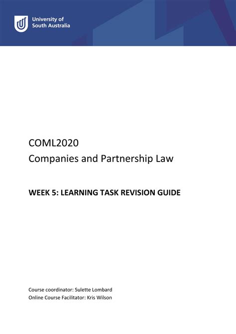 week 5 learning task answer guide coml companies and partnership