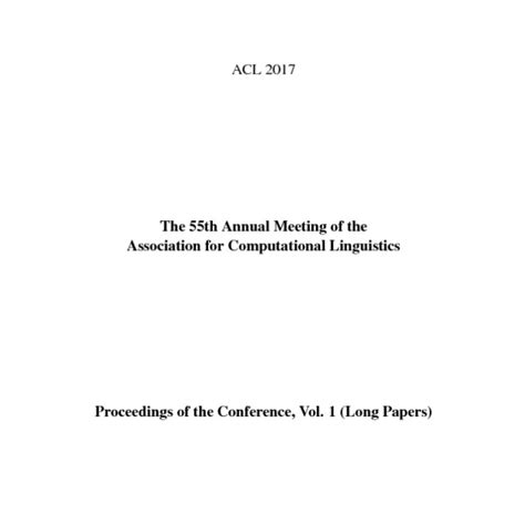Proceedings Of The 55th Annual Meeting Of The Association For