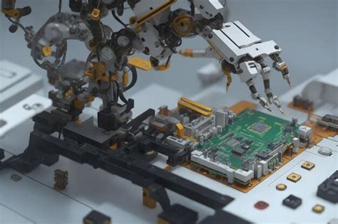Premium Ai Image A Robotic Arm Delicately Assembling A Complex