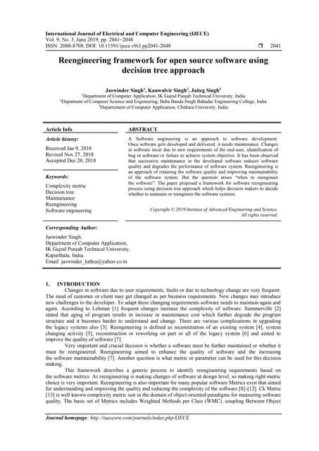 Reengineering Framework For Open Source Software Using Decision Tree