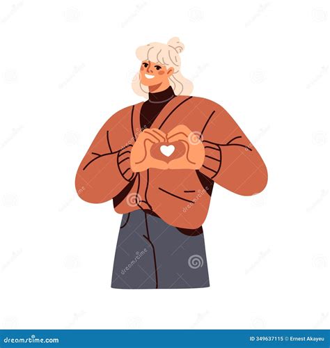Woman Making Heart Gesture With Hands Happy Friendly Female Smiling