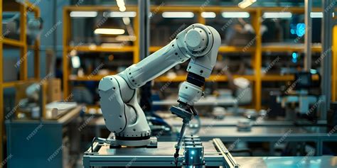 premium photo a smart industrial robot arm in a digital factory