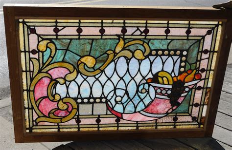 Spectacular Aesthetic Movement Stained Glass Window With Jewels And