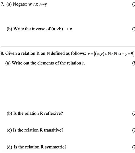 solved 7 a ﻿negate w x ∼y b ﻿write the inverse of
