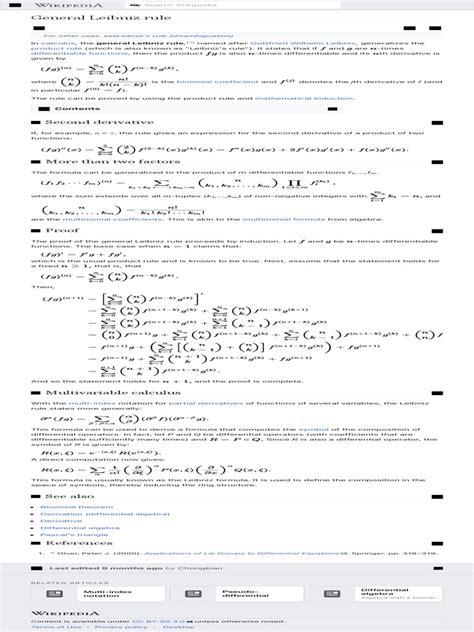 General Leibniz Rule Wikipedia Download Free Pdf Derivative Function Mathematics