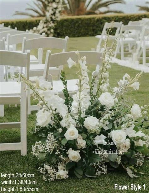 White Artificial Wedding Aisle Flower Arrangement Flower Runner Decor