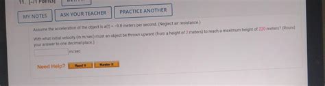 Solved Assume The Acceleration Of The Object Is A T Chegg