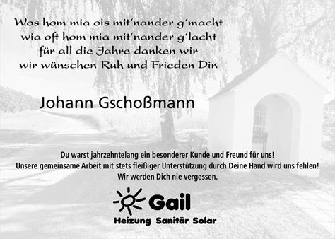 Johann Gschoßmann Aichacher Zeitung TrauerportalTrauerportal der
