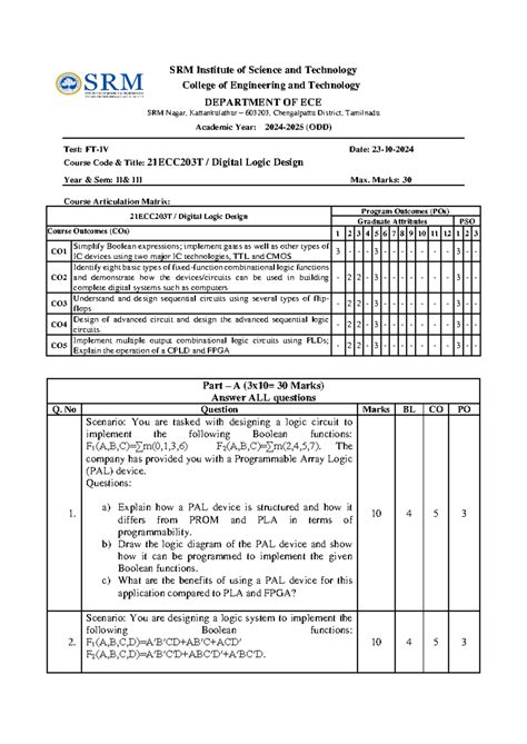 Case Study Unit V SRM Institute Of Science And Technology College Of Engineering And