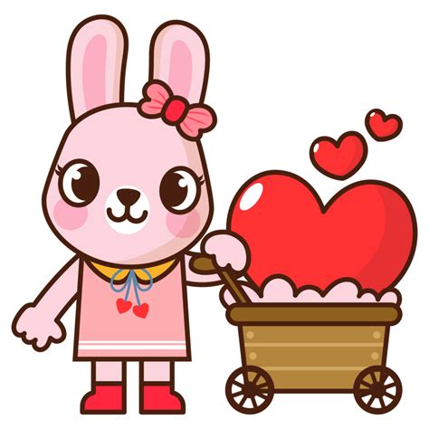 Cute Bunny Girl Character With Heart Cart Illustration 54845506 Png