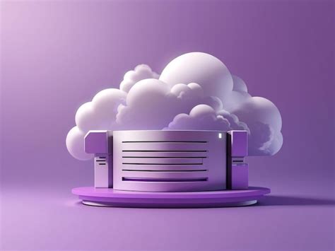 Premium Ai Image System Cloud Gray Purple Computing Data Center