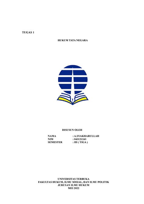 043121243 HKUM4201 Hukum TATA Negara TUGAS 1 HUKUM TATA NEGARA