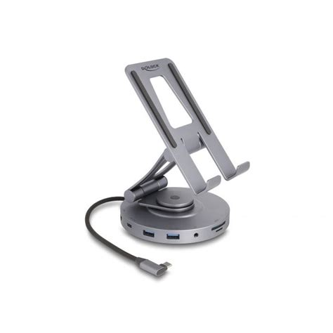 Docking Station Delock Cu Suport Pentru Tableta Hdmi Usb Hub Sd Micro Sd Pd 3 0 Rotire La