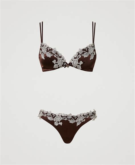Triangel Bh Und Tanga Aus Seide Frau Braun Twinset Milano