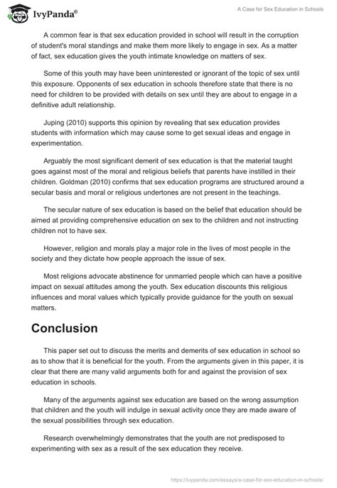 A Case For Sex Education In Schools 1383 Words Research Paper Example