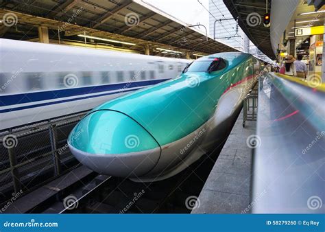 A Green Series E Shinkansen High Speed Bullet Train Editorial Image Image Of Transport
