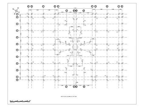 American Style Shopping Mall Design Ff Column Layout Plan Dwg