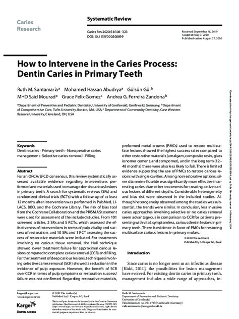Pdf How To Intervene In The Caries Process Dentin Caries In Primary