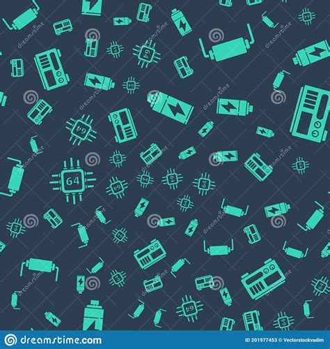 Set Battery Resistor Electricity Processor With Microcircuits Cpu And Electrical Measuring