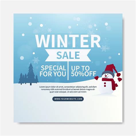 Creative Winter Sale Social Media Post Template Design Concept Online