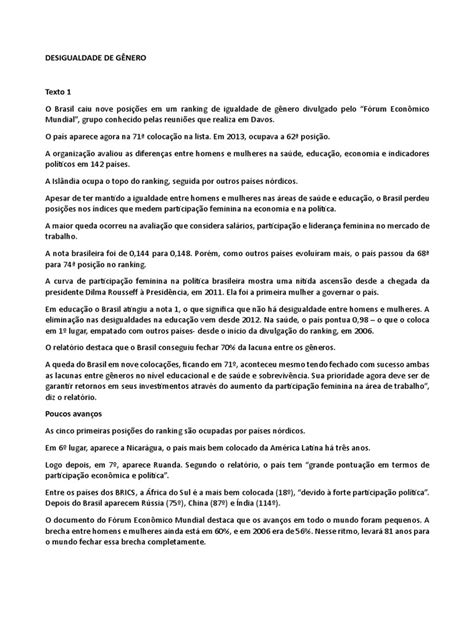 Desigualdade De Gênero Persiste No Brasil Apesar De Avanços Na Educação