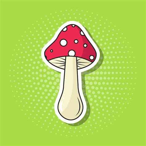 팝 아트 스타일의 비행 Agaric 버섯 프리미엄 벡터