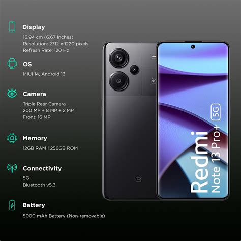 Buy Redmi Note 13 Pro Plus 5G 12GB RAM 256GB Fushion Black Online