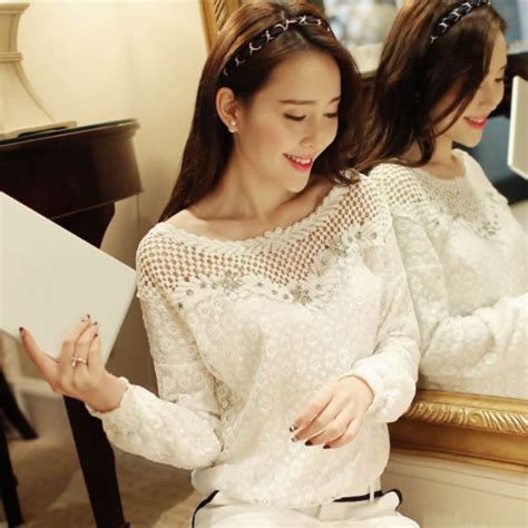 Casual Long Sleeve Sexy Lace Embroidery Top Western Wear Tops Free