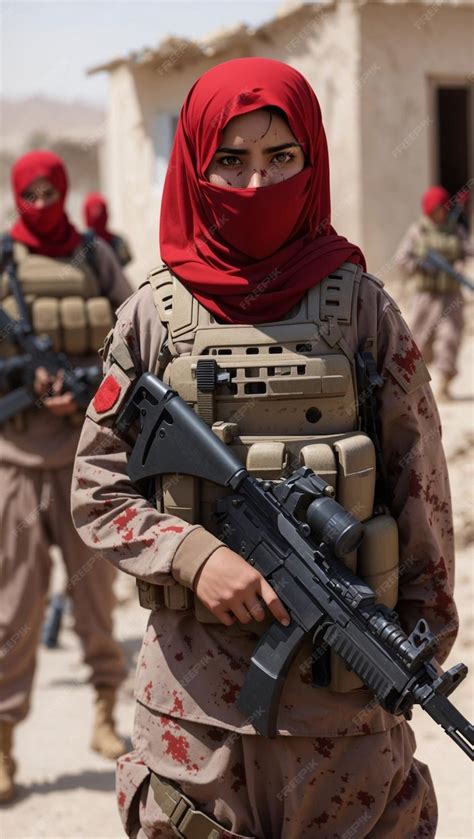 Beautiful Afghanistan Girl With Full Body Armor Premium Ai Generated