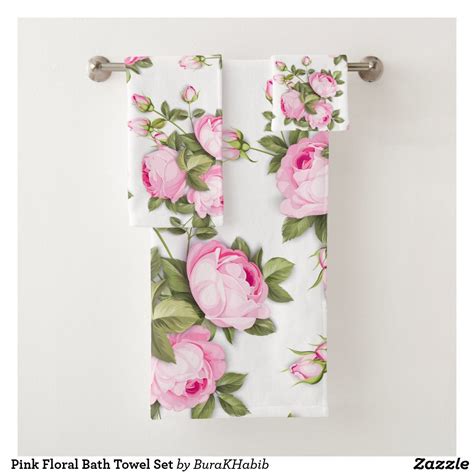 Pink Floral Bath Towel Set Zazzle Floral Bath Towels Floral Bath