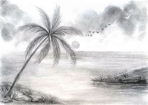 Easy Pencil Drawings Of Beaches